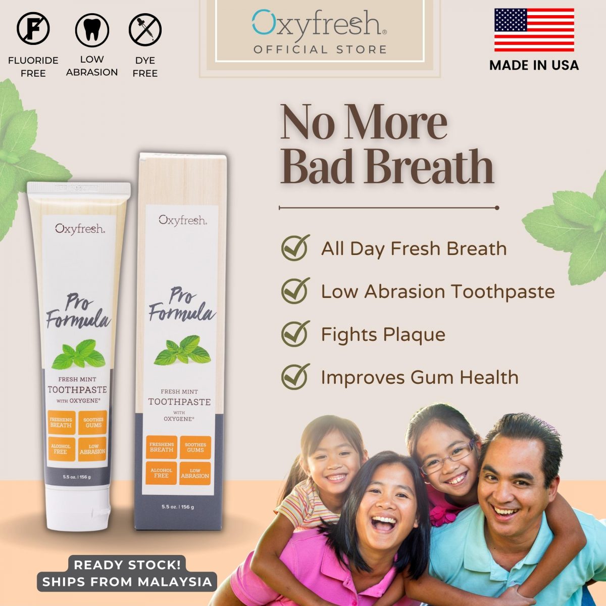 Pro Formula Fresh Mint Toothpaste (5.5oz) – Oxyfresh Malaysia